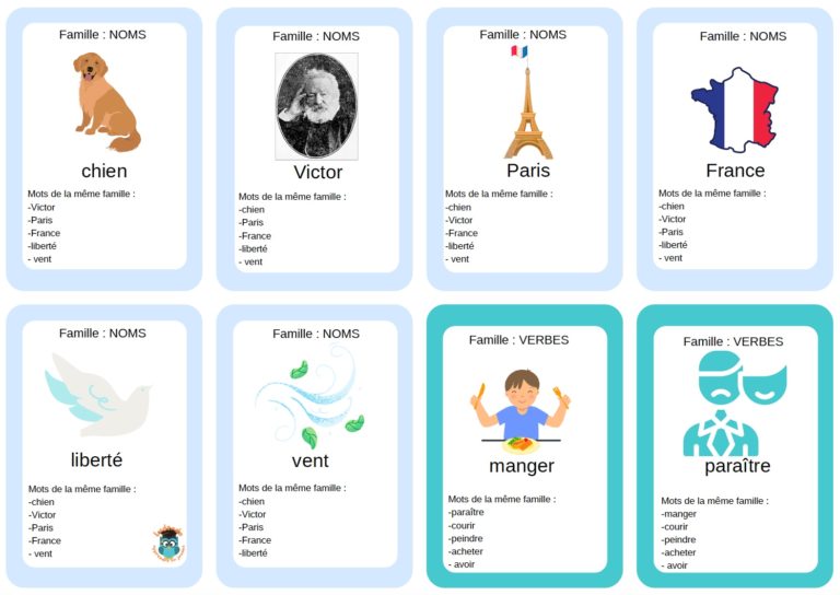 Le jeu des dix familles des classes grammaticales – Association Ludendo