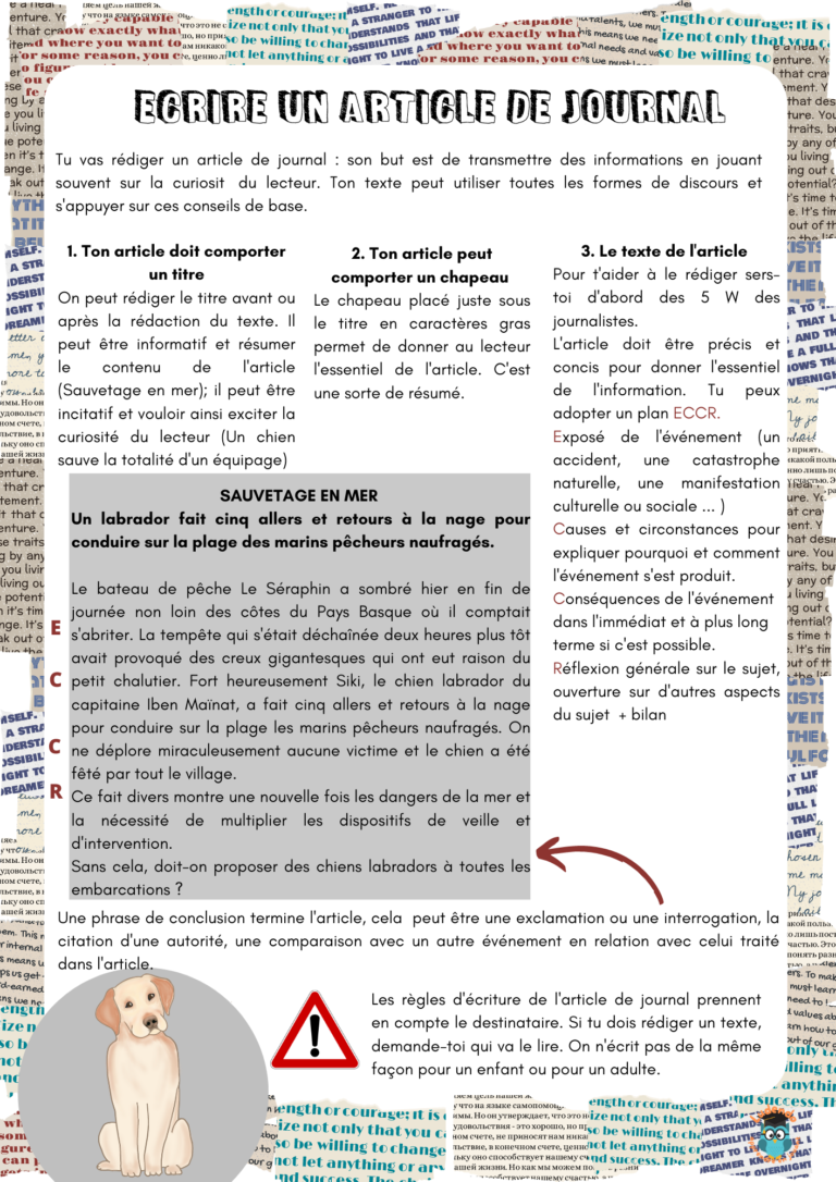 Écrire un article de journal – Association Ludendo