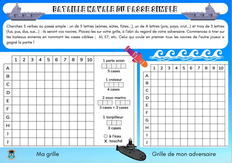 Bataille navale du passé simple – Association Ludendo
