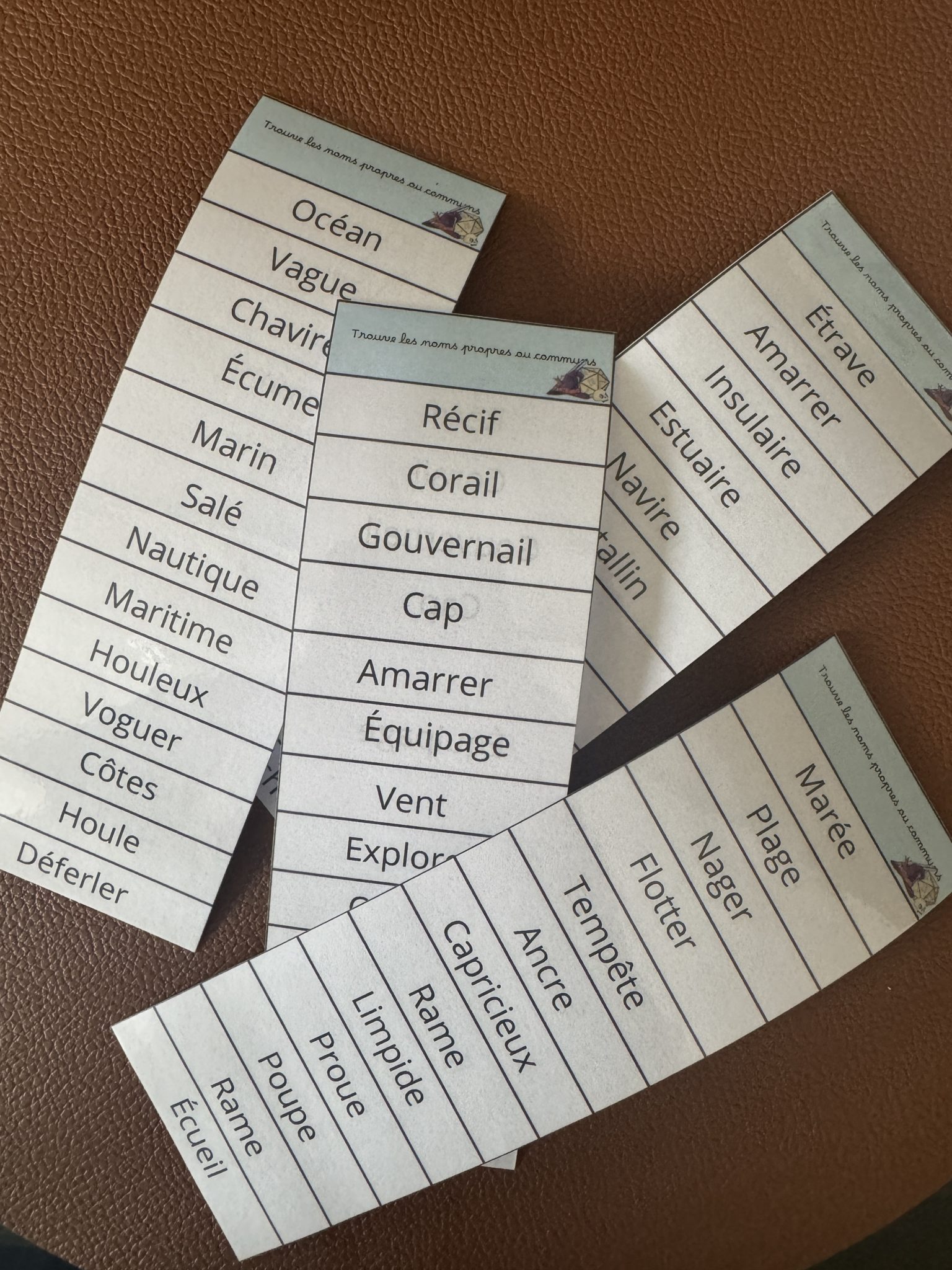 Cartes à pinces « vocabulaire de la mer »-les noms – Association Ludendo