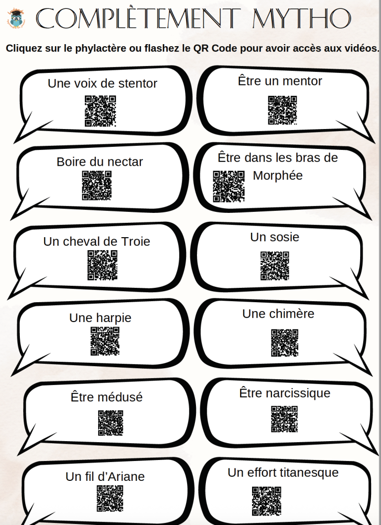 Poster interactif « expressions mythologiques » – Association Ludendo