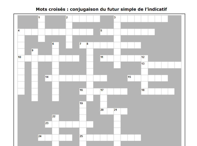 Mots croisés : conjugaison du futur simple de l’indicatif – Association ...
